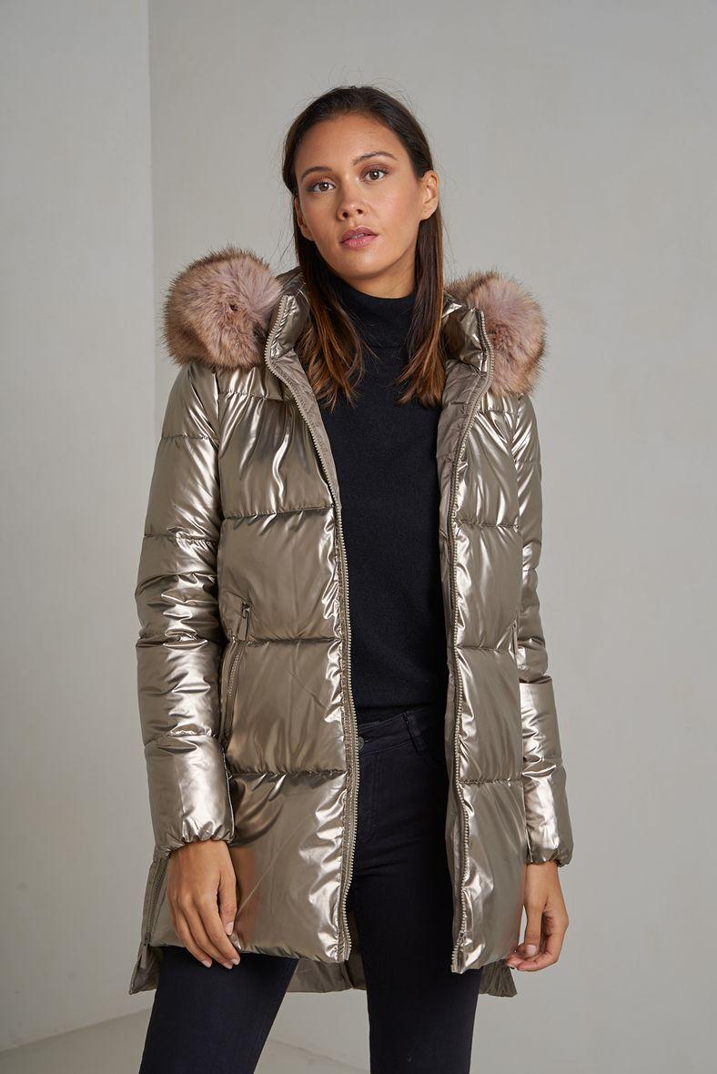 Down jackets Women AT8332B-BRONZE Attrait Paris | Efashion Paris on ...