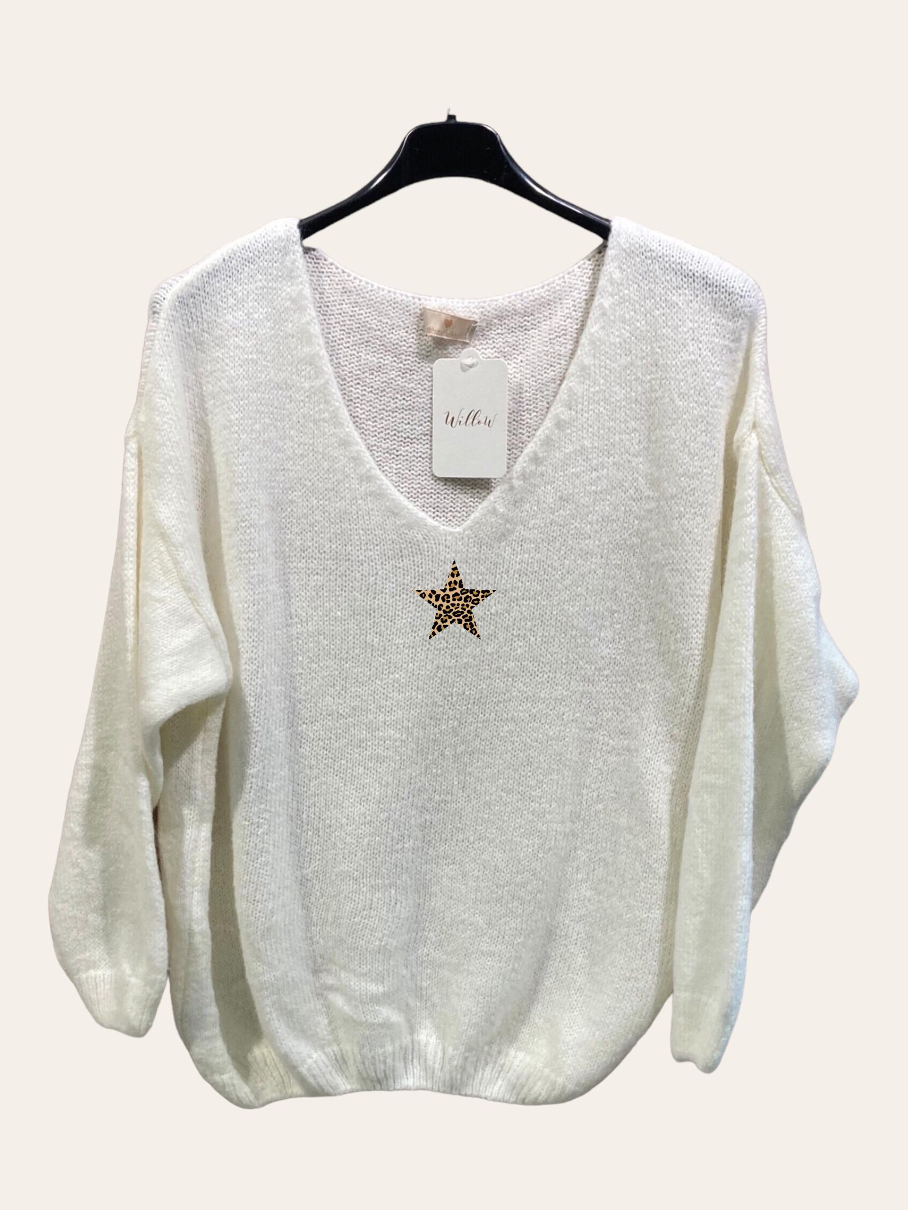 Pulls Femme PULL ÉTOILE MOTIF LÉOPARD-BLANC WILLOW | Efashion Paris sur eFashion.