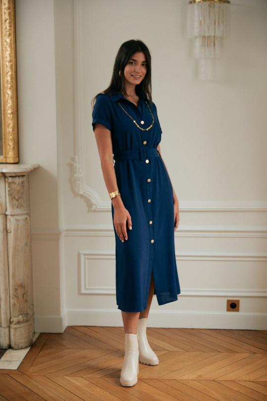 Robes mi-longues Femme RM235.RO-MARINE EXQUISS'S Paris | Efashion Paris ...