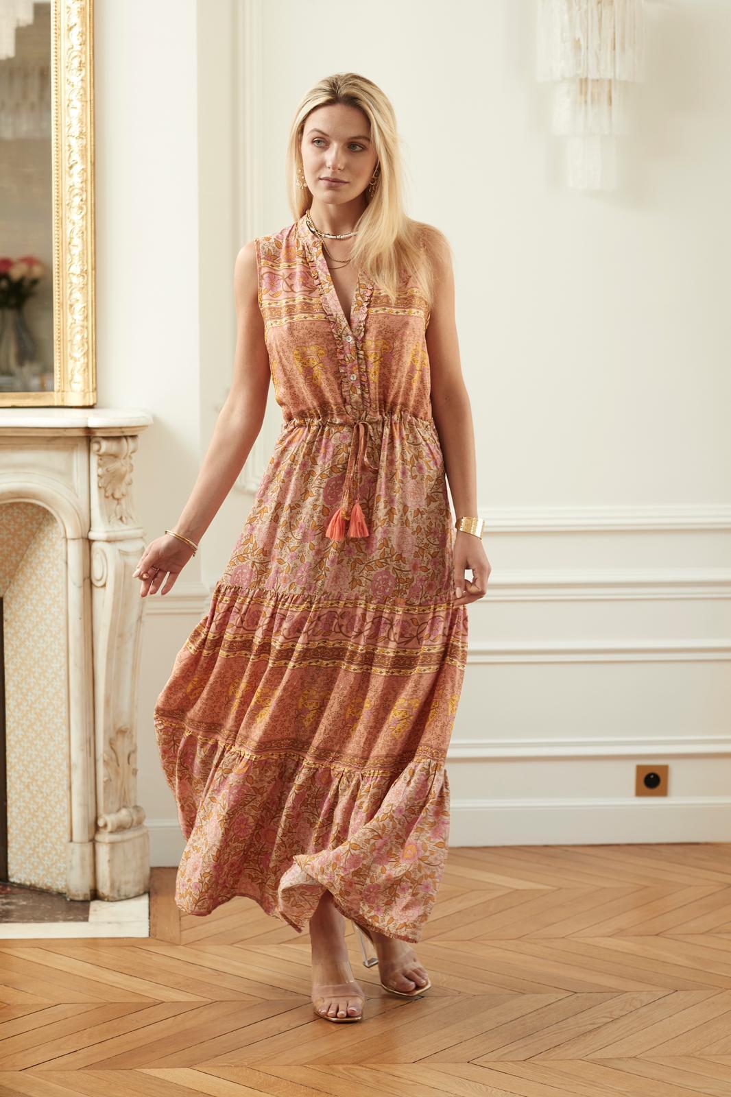 Robes longues Femme NE004.RO-ORANGE EXQUISS'S Paris | Efashion Paris sur eFashion.