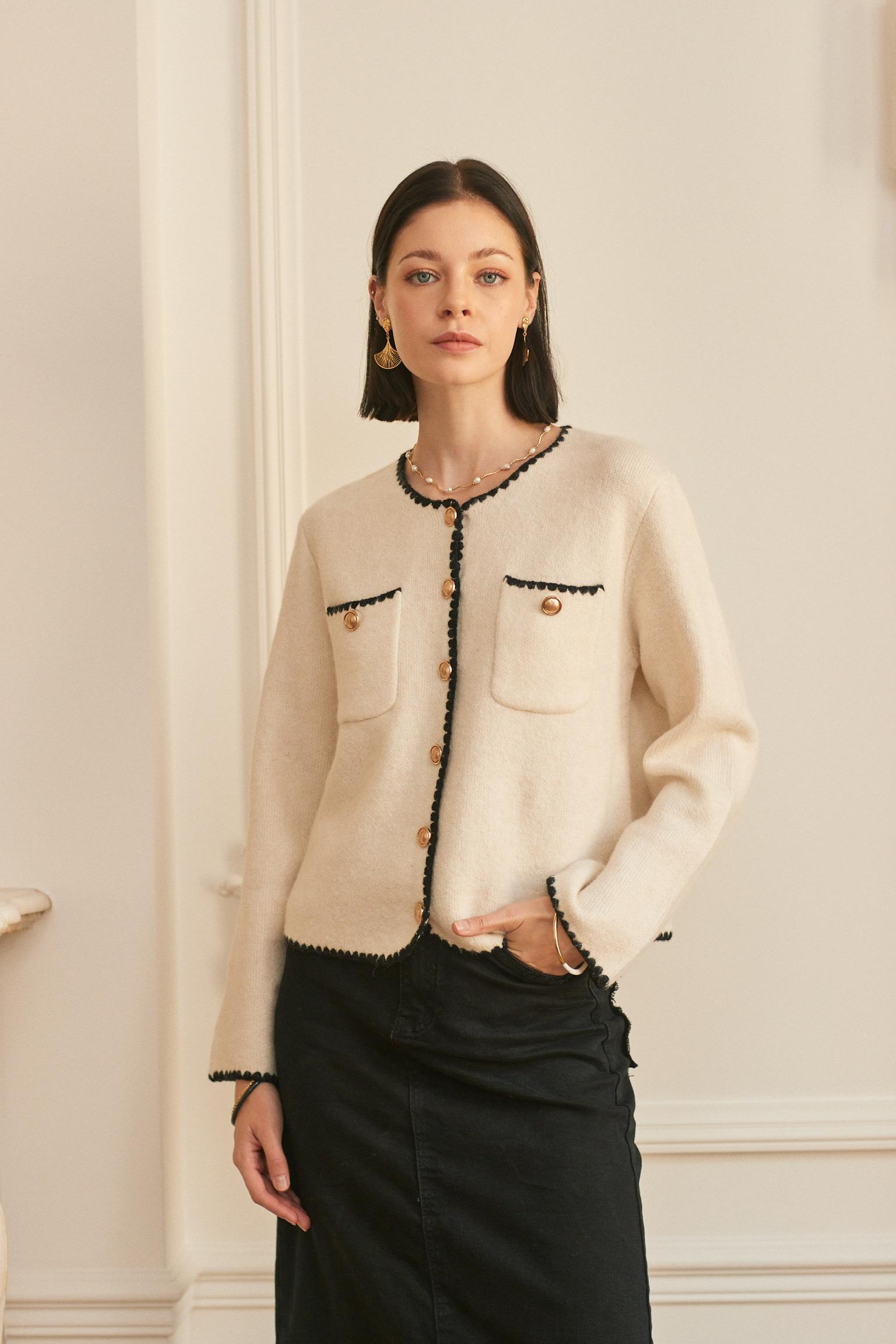 Gilets Femme CH1657.GI-BEIGE EXQUISS'S Paris | Efashion Paris sur eFashion.